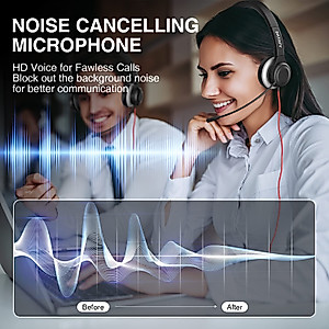 DATAFY USB Headset with Microphone for PC, in-line Wired Computer Laptop Headphones with Noise Cancelling Microphone, Business Headset for Home Office, Online Class Skype Zoom, Foldable On Ear Design