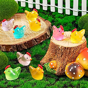 SYWHXY 64PCS Luminous Mini Chicken Figurines Resin Miniature Animals, 8 Colors Tiny Chickens Miniature Glow in The Dark for Dollhouse, Micro Landscape, DIY, Home Outdoor Party Decor