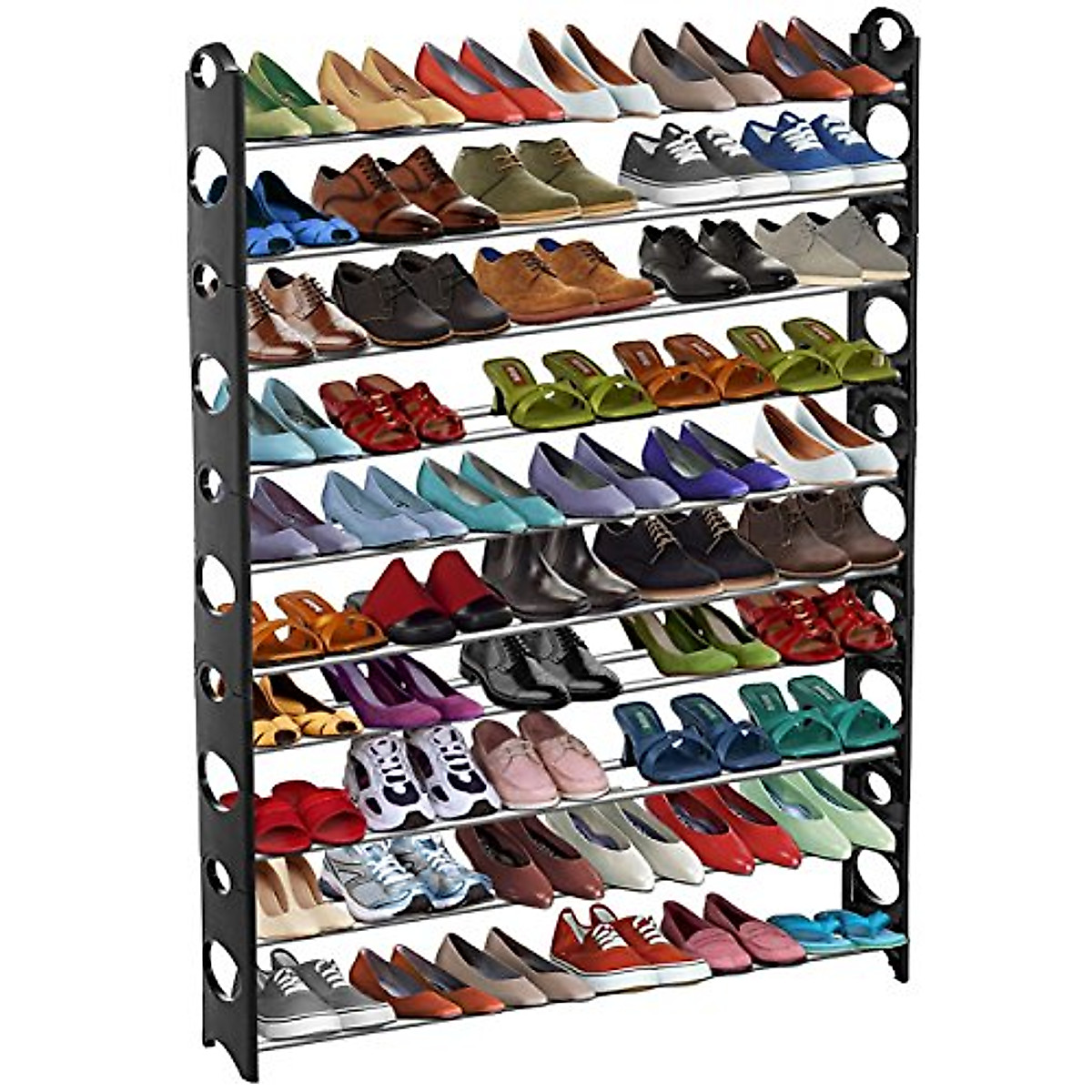 GPCT Stackable 50 Pair Shoe Rack (Up to 10 Stack-able Shelves, Adjustable for Different Shoe Sizes, Free Up Closet or Floor Space)