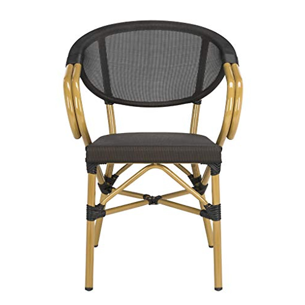 Safavieh PAT4015A-SET2 Outdoor Collection Burke Black Stacking Arm Chair