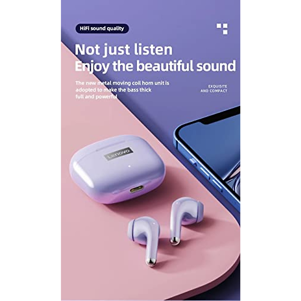 GETIFY Original LP40 Pro TWS Earphones Wireless Bluetooth 5.1 Sport Noise Reduction Headphones Touch Control 250mAH New Version (Black)