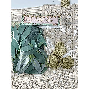 Greenery Baby Shower Decorations, Bridal Shower Table Decorations, Hexagon Confetti, Artificial Eucalyptus Leaves with Willow Leaves Confetti, Handmade