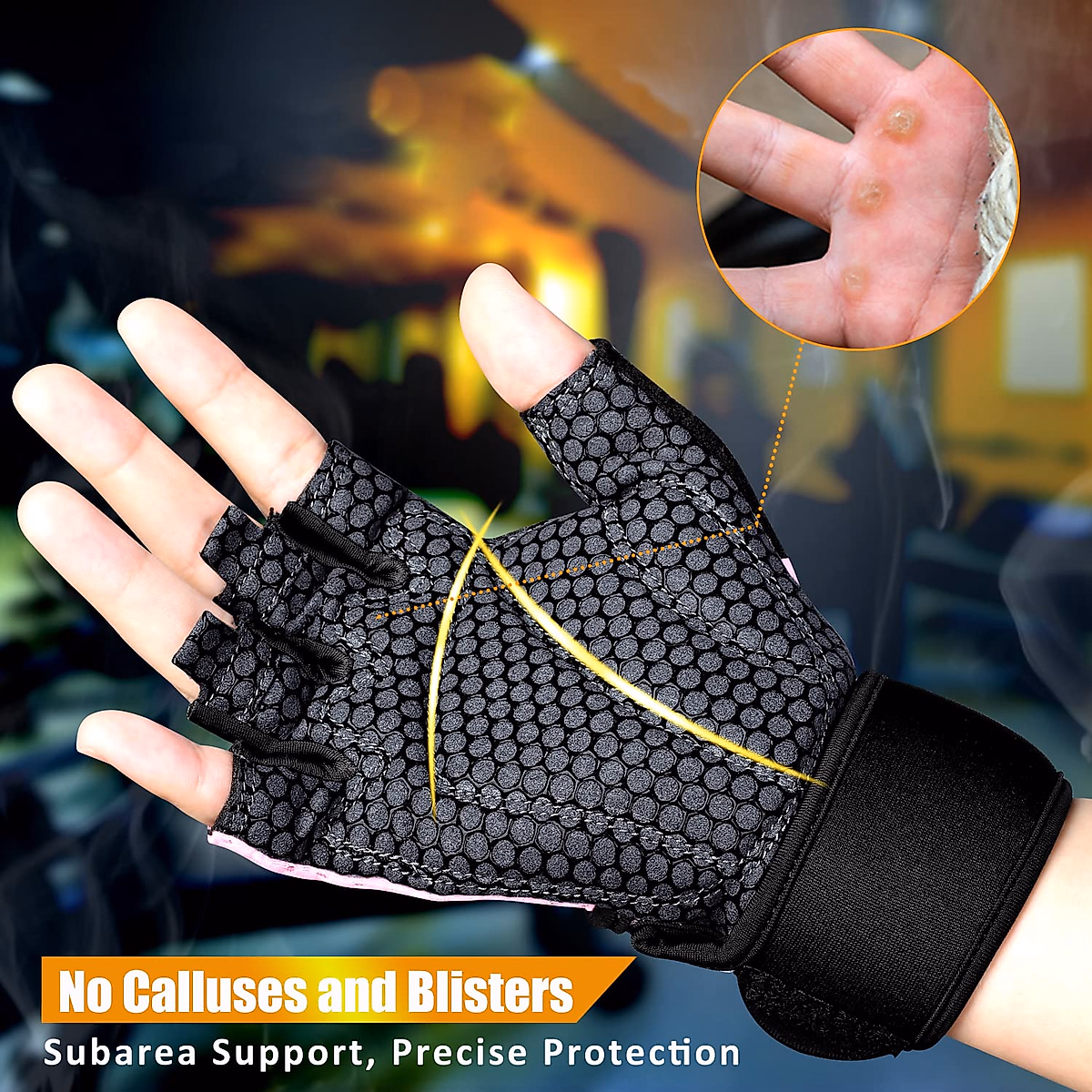 ihuan Breathable Weight Lifting Gloves: Fingerless Workout Gym | Wrist Support | Enhance Palm Protection | Extra Grip for Fitness| Training | Rowing | Pull-ups