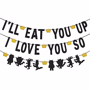 I'll Eat You Up I Love You So Banner Garland for Where The Wild Things are Birthday Party Wild one Birthday Photo Prop Decorations