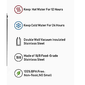 Vacuum Insulated Premium Water Bottle with Rechargeable Bluetooth Speaker - Steel Double Wall Design + Lights, Convenient drinking spout, Lid Lock, and Carry Handle (700ml/23.6 oz) (Black)