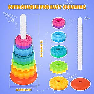 NiToy Spinning Stacking Toy for Kids, Rainbow Tower Dual-Color Spinning Wheels Premium Strong BPA-Free ABS Plastic Early Education Fun Learning and Engaging Brain Development Toys (Small)