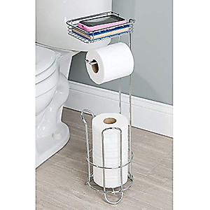 iDesign Classico Free Standing Toilet Paper Holder with Shelf for Bathroom - Chrome