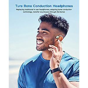 Bone Conduction Headphones, Open Ear Headphone Bluetooth Wireless with Mic, Sports Waterproof Sweatproof Headset, Conducting Induction Earbuds Earphones for Running Cycling Walking Workout Gym Work
