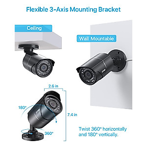 ZOSI H.265+2MP Security POE Camera, 1920x1080, 120ft Night Vision, 3.6mm Lens, IP67 Weatherproof Indoor Outdoor IP Camera 1080p (Only work with ZOSI PoE NVR,Model: 1AR-08EM-00/10/20-US)