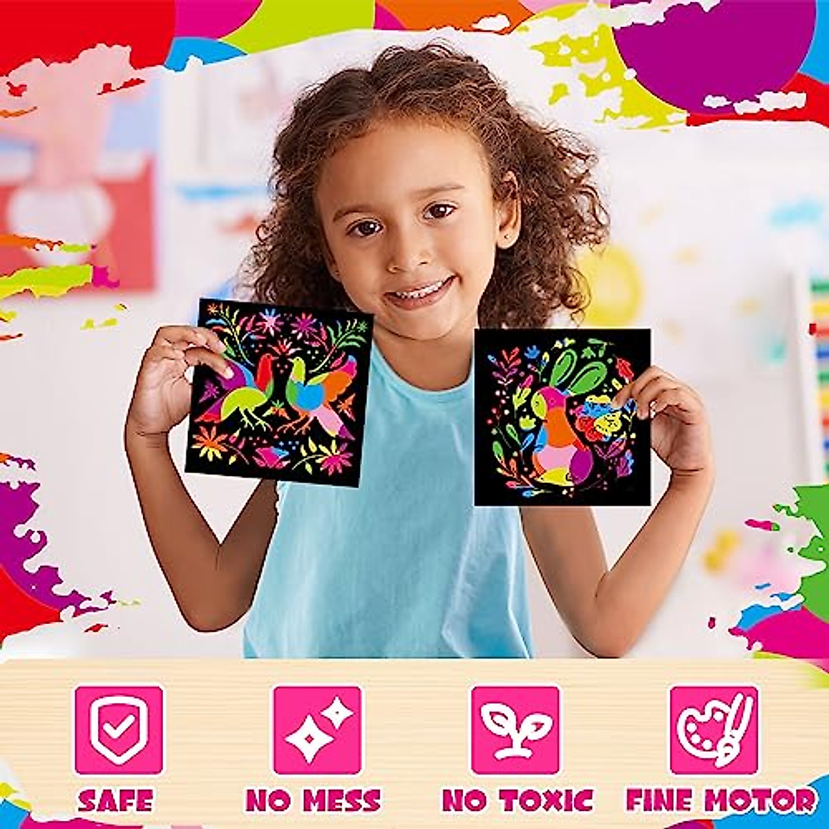 RMJOY Scratch Art Mini Notes: 160 Rainbow Scratch Paper Card Craft Magic Pad Kit Birthday Gift Toy for Kids Fun Art and Craft Bulk Set for Girl Boy Party Favor Stocking Stuffer Halloween Christmas