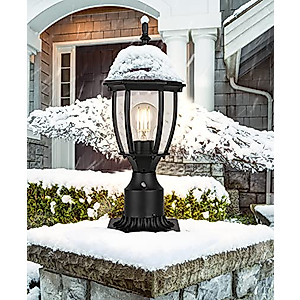 Hardwired 120V Dusk to Dawn Outdoor Post Light 2 Pack, Waterproof Aluminum Pole Light Fixture with Pier Mount Base, Exterior Lamp Post Lantern Head with Clear Glass for Garden Yard Patio Pathway