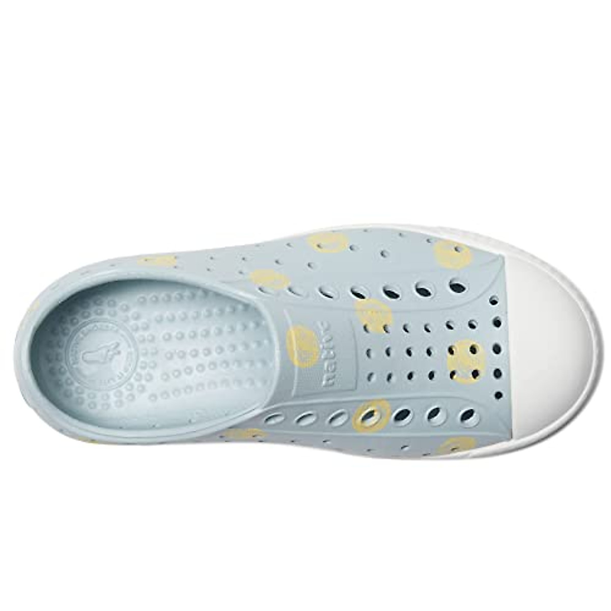 Native Shoes Girl's Jefferson Print (Little Kid/Big Kid) Skip Blue/Shell White/Gone Bananas Scribble Dots 11 Little Kid M