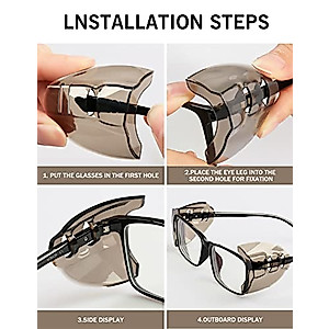 2 Pairs Eye Glasses Side Shields, Flexible Slip on Side Shields for Prescription Glasses Fits Small to Medium Eyeglasses (Brown-2)