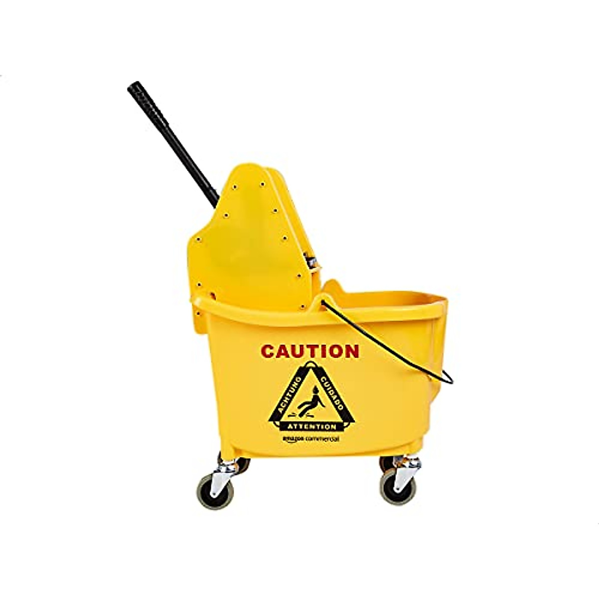 AmazonCommercial Mop Bucket and Down Press Wringer Combo, 35-Quart, Yellow