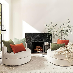 Topfinel Olive Green Lumber Decorative Throw Pillow Covers 12x20, Rectangular Dark Green Cotton Waffle forest Green Cushion Covers Boho Farmhouse Long Pillows for Bed Couch Sofa, Balcony Porch 2PC