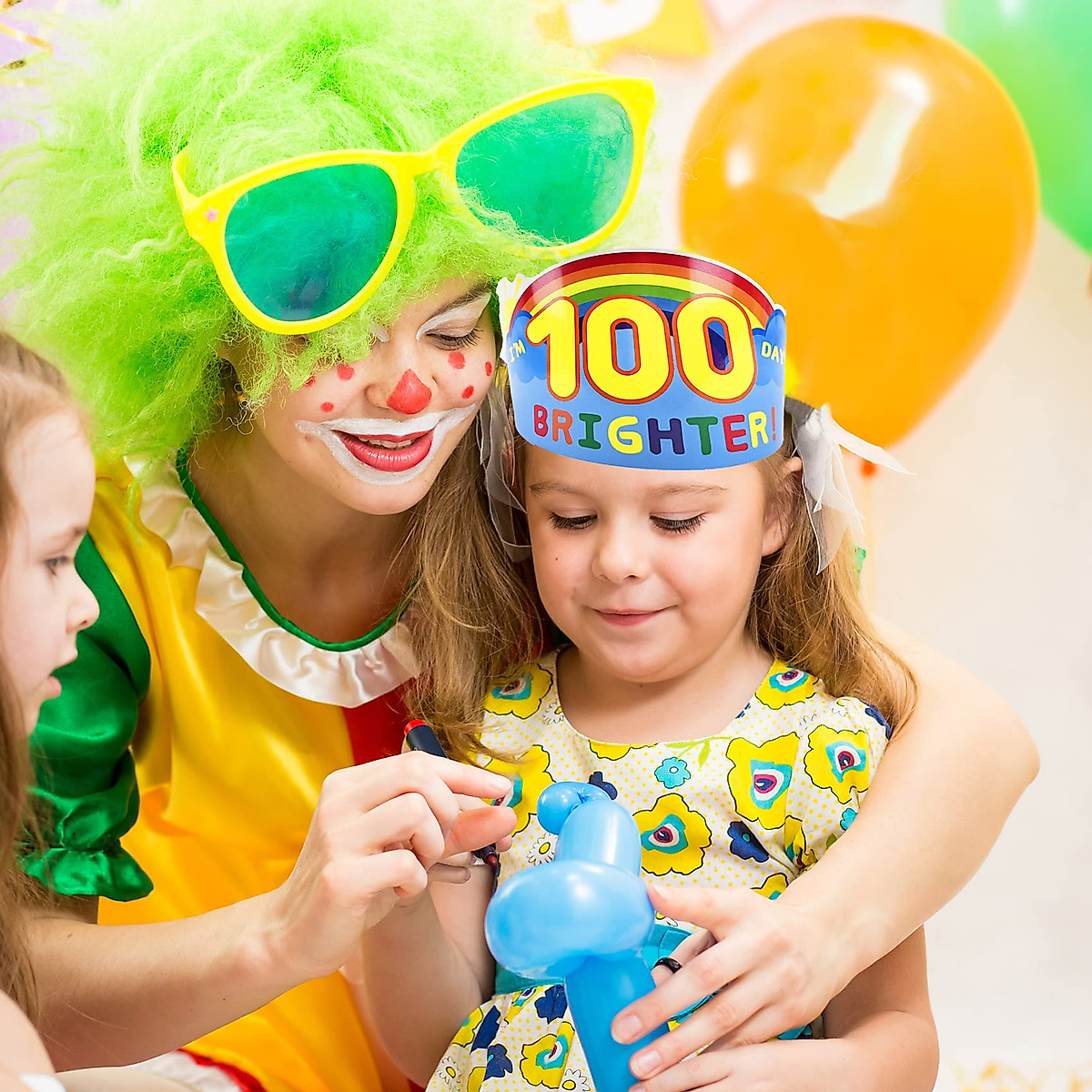 MISS FANTASY 36 Pieces 100 Days of School Crowns 100 Days of School Photo Booth Props 100th Day of School Hats for Kids 100 Days of School Celebration Party Decorations School Classroom