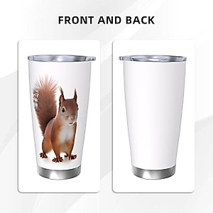 jshmgchw 3d Cute Squirrel 20oz Tumbler, Car Cup With Lid And Straw, Spill-Proof, Stainless Steel Double Wall Vacuum Insulated Reusable Coffee Travel Mug, For Cold Drinks, Hot Beverage