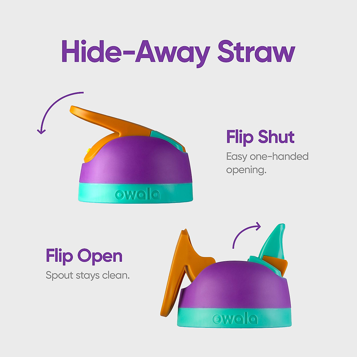 Owala Flip Insulated Stainless Steel Water Bottle with Straw for Sports and Travel, BPA-Free, 24-Ounce, Smooshed Blueberry (Pack of 1)