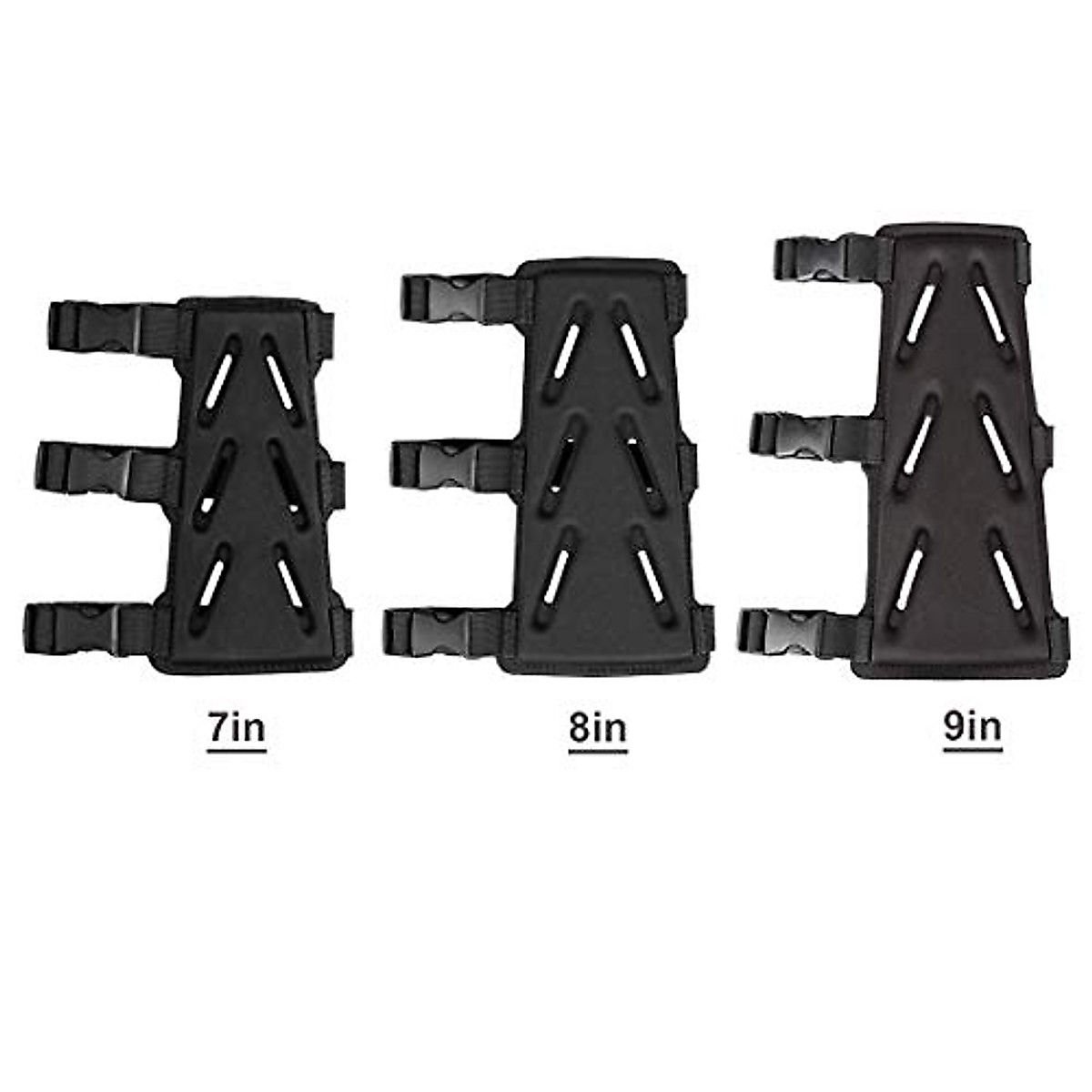 KRATARC Archery Arm Guard Adjustable 3-Strap Accessory Lightweight Hunting Target Practive Adult Unisex (Black, Length 7'')