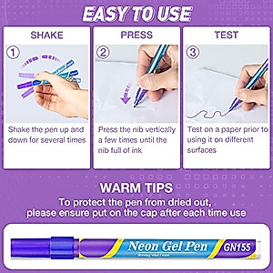 JR.WHITE Glitter Metallic Paint Pens: Sparkle Water-Based Marker Pen for Greeting Cards, Mugs, Wood, Art Drawing, Rock Painting, Posters, Albums, Scrapbooking (12-Count)