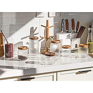 Anti-slip Storage Jar, 3 Pack , with Airtight Wood Lid Glass Kitchen Canisters 12oz, 17oz, 25oz