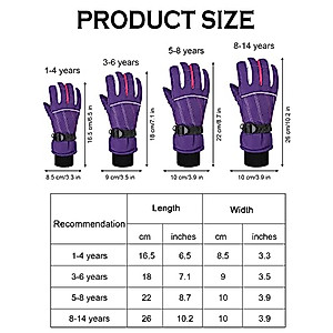 2 Pairs Kids Mittens Children Winter Snow Waterproof Thick Warm Windproof Gloves for Girls Boys (Purple and Pink Stripe Style,3-6 Years)