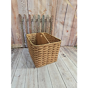 Amish Handmade Magazine Basket with Solid Wood Handled Divider, Will Look Great in Any Office Waiting Area