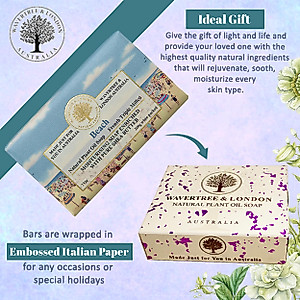Wavertree & London Beach Scented Natural Soap (2 Bars), 7oz Moisturizing French Triple Milled Soap Bars enriched with shea butter - Pure Plant Oil Bath & Body Soap for All Skin Types