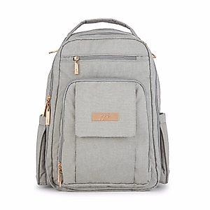 JuJuBe Diaper Bag, Travel Backpack with Portable Changing Pad, Stroller Hooks & Pockets for Baby Bottles, Diapers, Pacifier, Wipes, Snacks, & Daily Essentials, Mommy Carrier, Be Right Back - Pebble