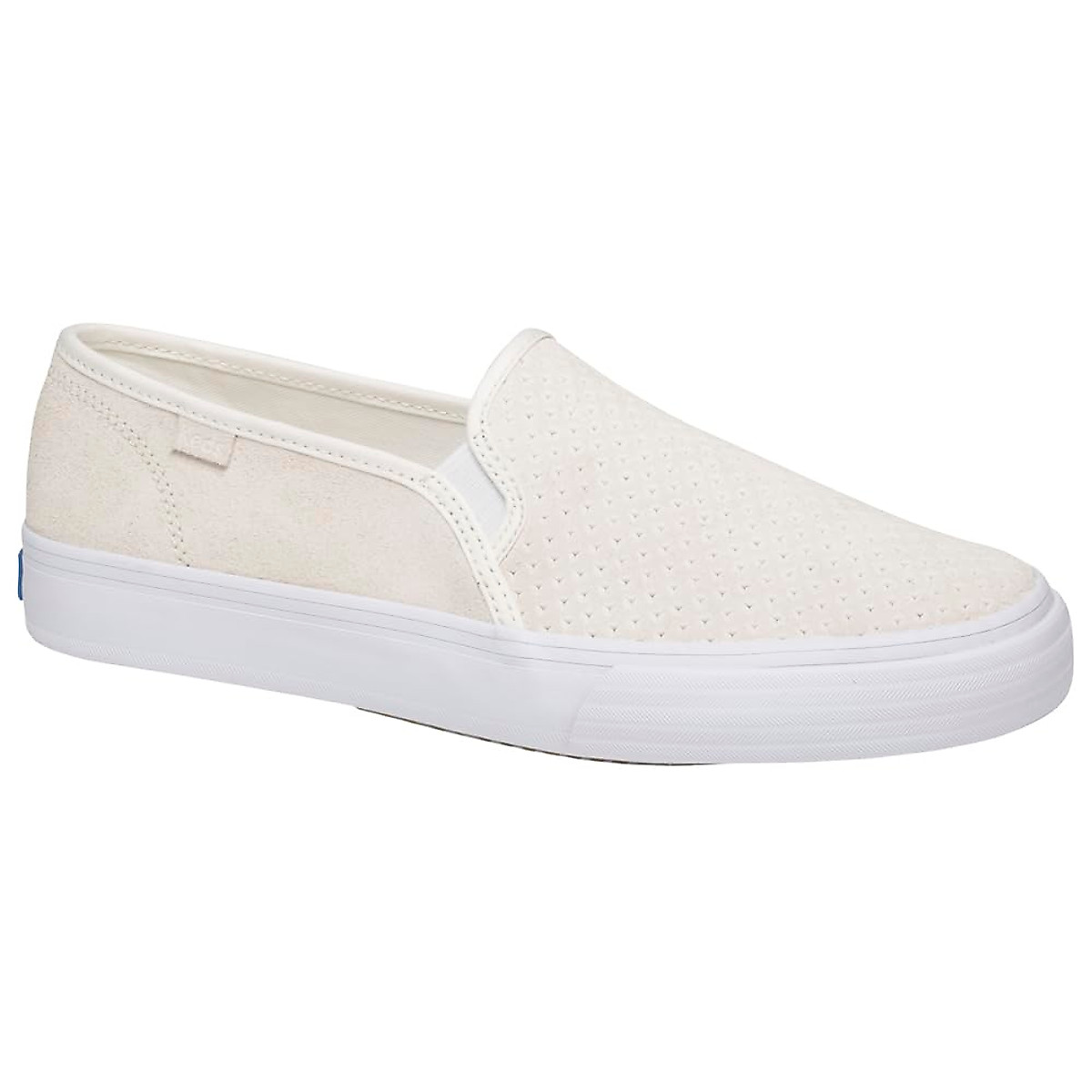 Keds womens Double Decker Perf Suede Slip on Sneaker, Cream, 7.5 US