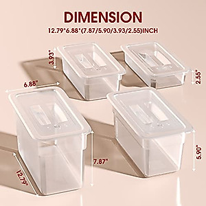 WantJoin 1/3 Size Plastic Clear Food Pans with Lids,6 Pack 8 Inch Restaurant Food Storage Containers with Handle,Stackable Polycarbonate Hotel Pans