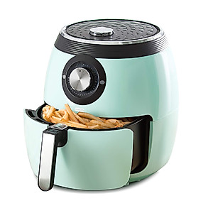 Dash DFAF455GBAQ01 Deluxe Electric Air Fryer + Oven Cooker, 6 Quart, 6 qt, Aqua & DFAF450UP1 Air Fryer, Deluxe, Accessory Bundle