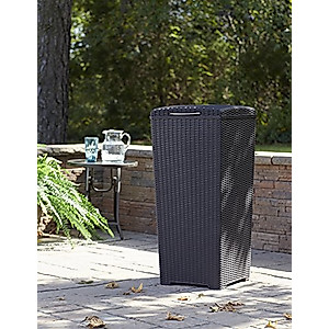 Keter Pacific 33 Gallon Resin Rattan Large Outdoor Trash Can with Lid – Perfect for Backyard Hosting, Patio and Kitchen Use, Brown