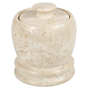Creative Home 74198 Natural Champagne Marble Cotton Ball and Swab Holder, 3-5/8" Diam. x 4-3/4" H