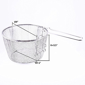 9" Medium Stainless Steel Deep Fry Basket Round Wire Mesh French Chip Frying Serving Food Presentation Tableware With Detachable Handle Fit For Up To 5/6L Pot