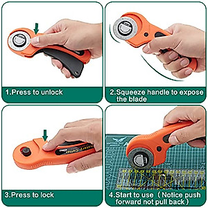 welltop Rotary Cutter Set, 96 PCS Quilting Kit 45mm Fabric Cutters Kit with 5 Extra Blades A4 Cutting Mat Acrylic Ruler Carving Knife Craft Clips Bags Full Tools for Crafting Sewing Patchworking