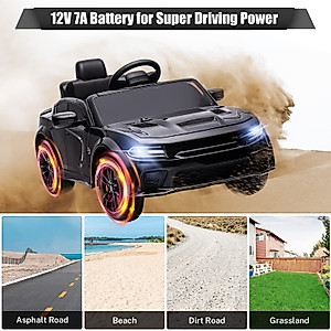 YOFE Electric Car for Kids,12V 7A Battery Powered Kids Electric Vehicle for Boys & Girls,Licensed Dodge Charger Ride on Toys with Remote Control,MP3,USB,Bluetooth,LED Light