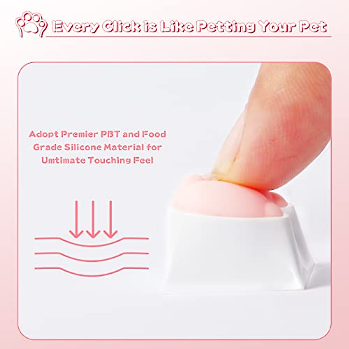 Custom 8 Pcs Cute Cat Claw and Butt Shape PBT&Silicone Keycaps Set Ergonomic OEM R4 Profile for 61/84/96/104 Key AKKO Gateron Kailh Cherry MX Cross Type Switch Mechanical Gaming Keyboard DIY(Pink-8)