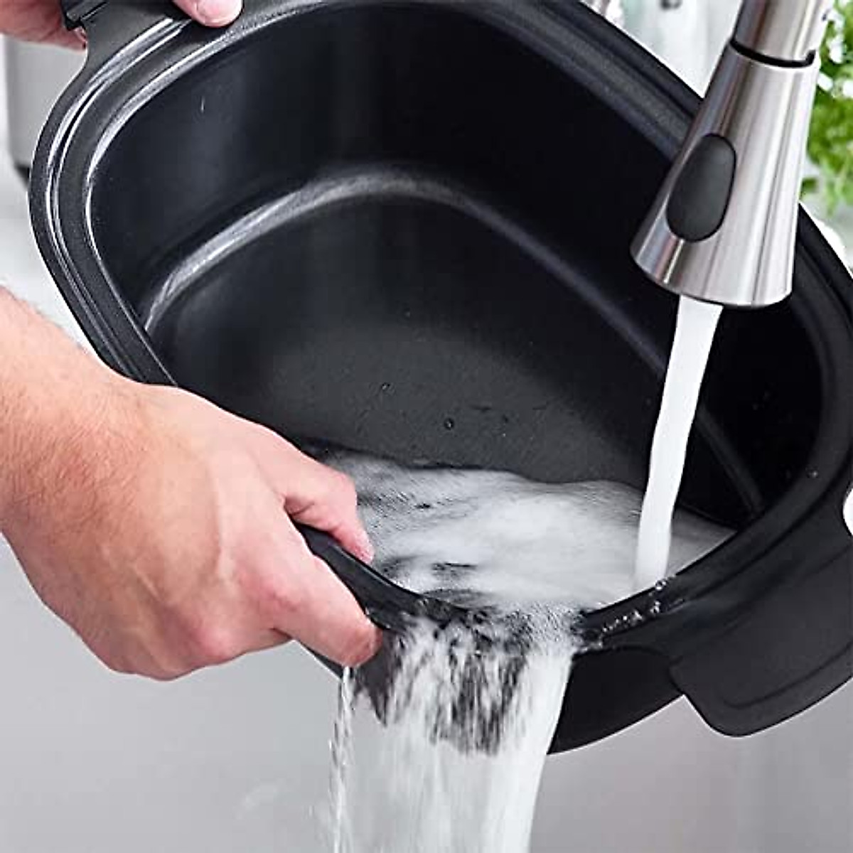 GreenPan Elite 8 - in -1 Programmable 6QT Electric Slow Cooker, Dishwasher Safe Lid & Removable Crock, PFAS-Free Healthy Ceramic Nonstick Multi-Cooker, Sear, Sauté/Brown, Steam Basket, Roast, Black