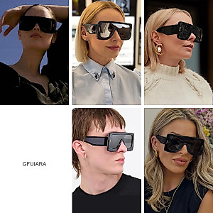 GFUIARA Trendy Anagram Mask Sunglasses for Women Men Oversized Flat Top Fashion Shield Sun Glasses UV Protection Sunnies