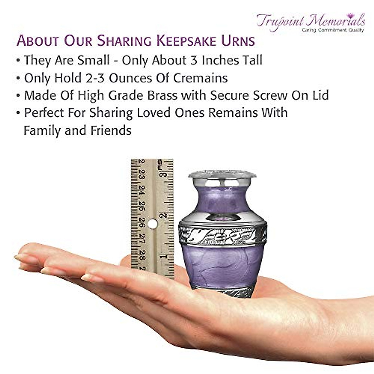 Trupoint Memorials Cremation Urns for Human Ashes - Decorative Urns, Urns for Human Ashes Female & Male, Urns for Ashes Adult Female, Funeral Urns - Light Purple, 1 Small Keepsake