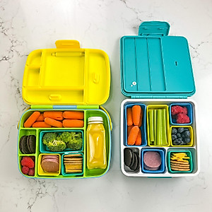 Square Silicone Lunch Box Dividers 6pcs - Bento Box Divider 2"x2"x1.5" - Bento Box Accessories Cupcake Baking Cups - Meal Prep Containers Blue Turquoise Yellow