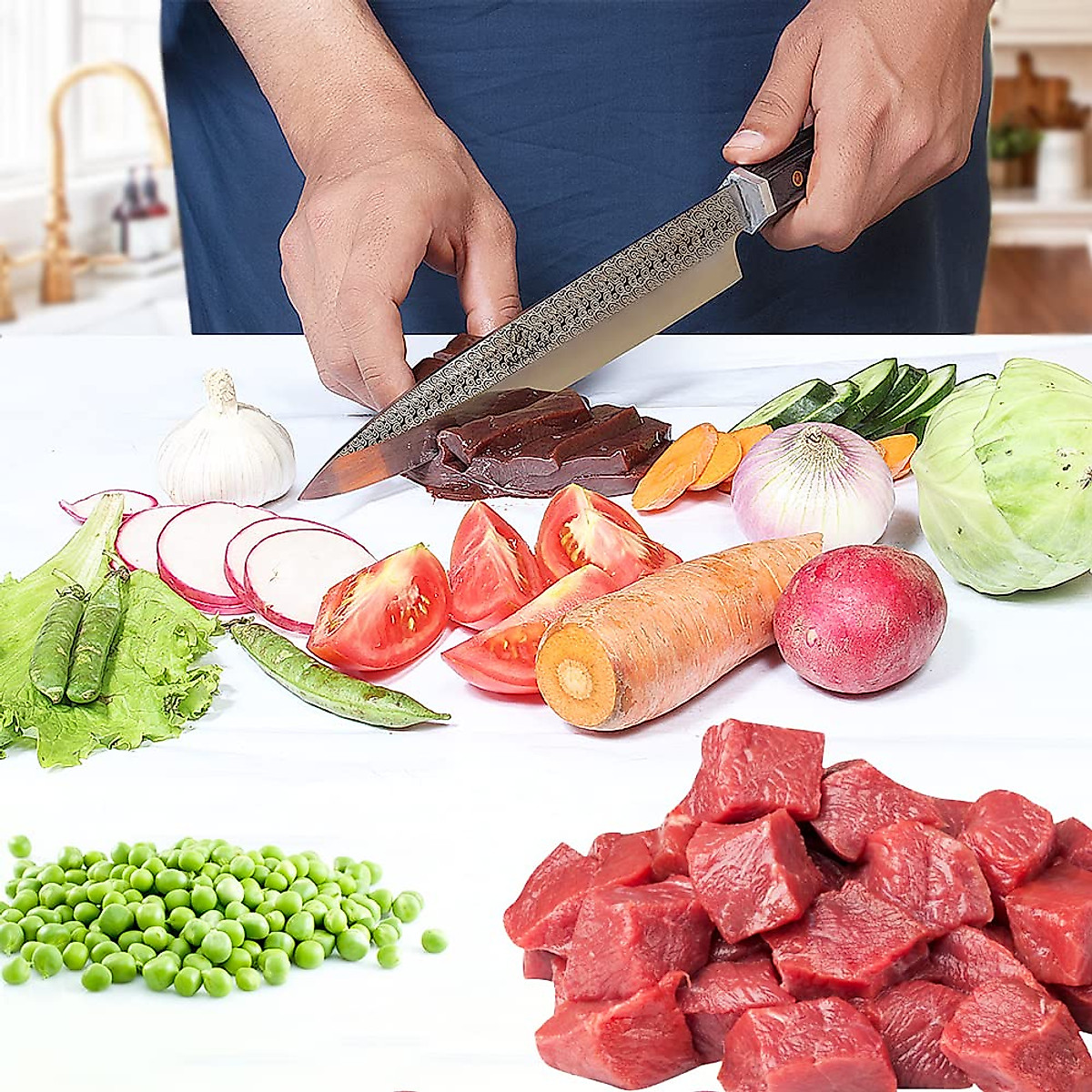 KN KNIFE NATION Sashimi Sushi Chef Knife 15 Inches for Kitchen - Ideal Chef Knife For Cutting, Filleting and Slicing Fish - Very sharp J2 Stainless Steel Blade With Elegant Color Wood Handle