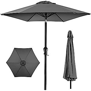 Best Choice Products 10ft Outdoor Steel Polyester Market Patio Umbrella w/Crank, Easy Push Button, Tilt, Table Compatible - Gray