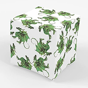 Stesha Party Green Dragon Birthday Wrapping Paper - Folded Flat 30 x 20 Inch (3 Sheets)