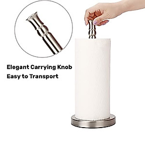 Paper Towel Holder Stand Countertop with Heavy Weighted Stainless Steel Base, Free Standing Paper Towel Holder (Brushed Nickel)