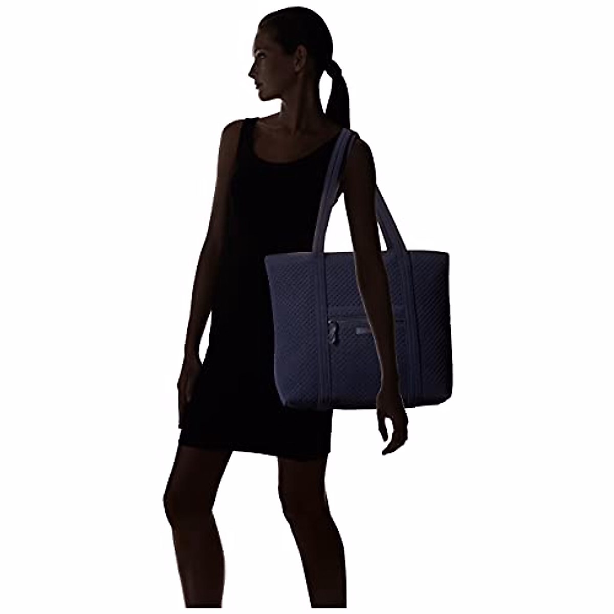 Vera Bradley Women's Microfiber Vera Tote Bag, True Navy, One Size