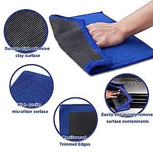 GMISUN Clay Towel, 2 Pack Clay Bar Towel for Car Detailing, Fine Grade Auto Magic Clay Bar Cloth, Scratch-Free and Paint Safe, for Cars Polishing Detailing, Removing Paint Contaminants