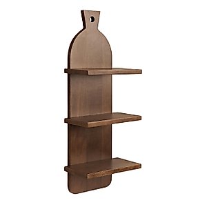 Kate and Laurel Braxton Modern Farmhouse Three-Tier Wall Shelf, 12 x 7 x 32, Natural Brown, Transitional Tiered Wood Display Shelf for Kitchen Spice Rack