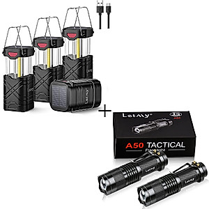 LETMY 4 Pack Camping Lantern + LETMY 2 Pack Mini Flashlights